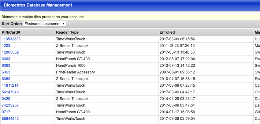 Manage and Delete Fingerprints