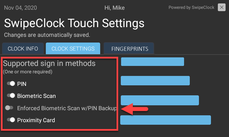 Touch Clock Biometrics
