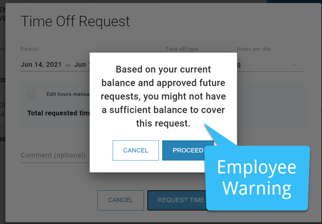 Time Off Balance Warning